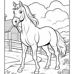 50 Pages Horse Coloring Book Gift for Adults Kids Men Women Kids Boys ...