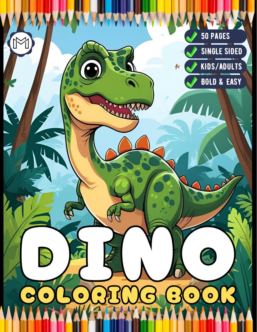 Cute Dinosaur Coloring Book Gift for Adults Kids Men Women Boys Girls ...