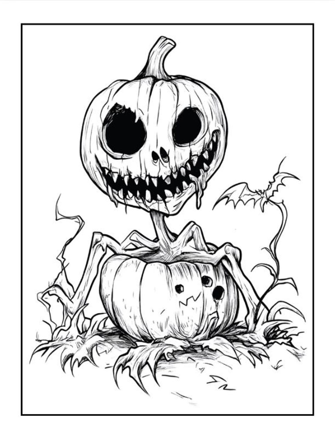 50 Pages Ghost Halloween Coloring Book for Kids and Adults Coloring ...