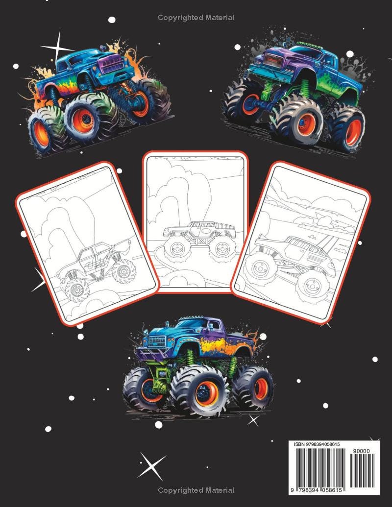 Monster Truck Coloring Book 30 Pages Truck Coloring Book for Kids Giant ...
