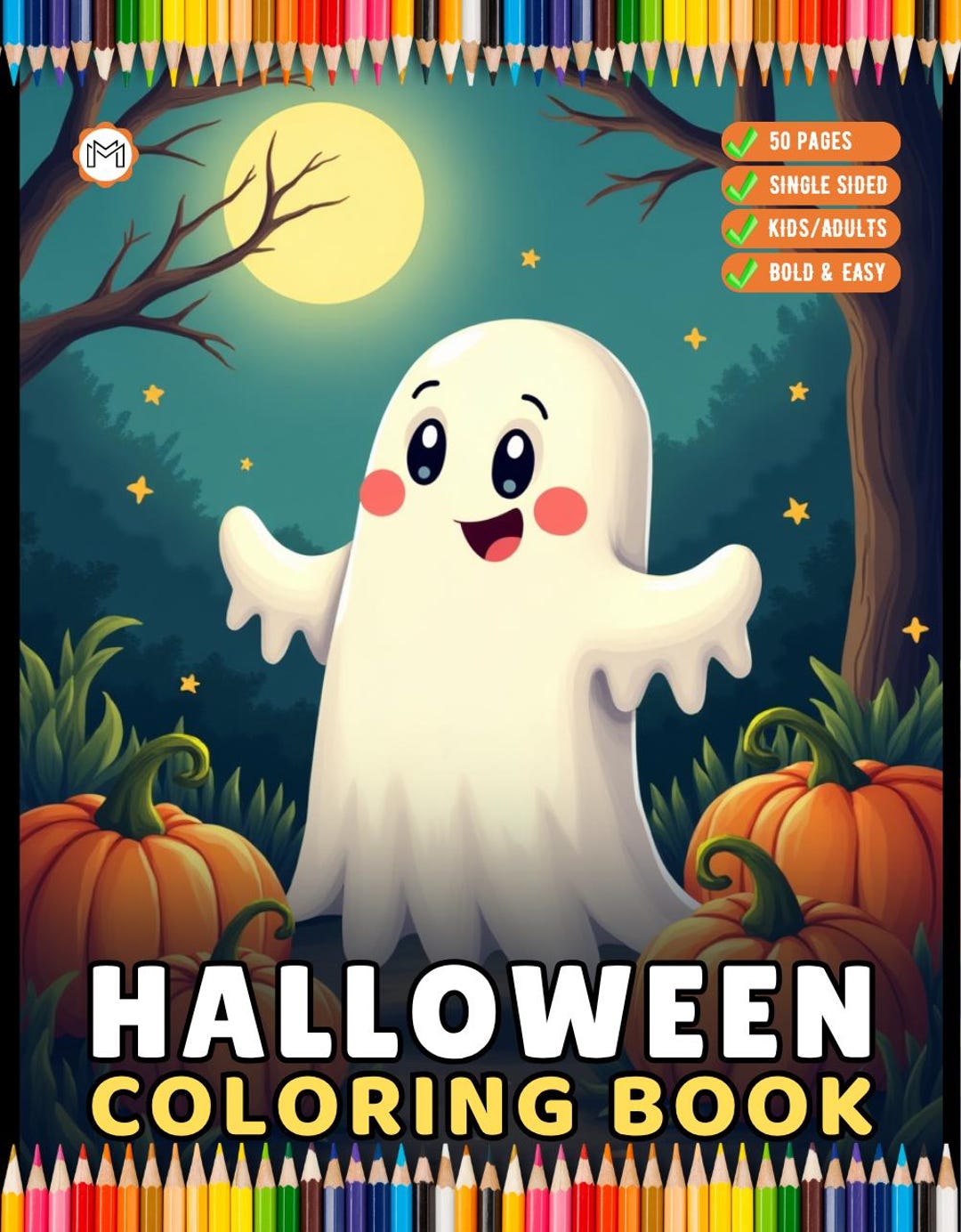 Cute Funny Spooky Halloween Coloring Book for Adults Kids Boys Girls ...