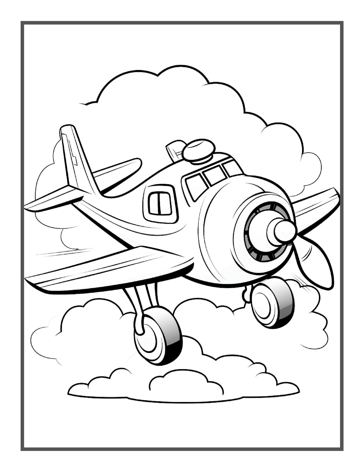 50 Pages Cute Airplane Coloring Book Gift for Kids Boys Girls Teens ...