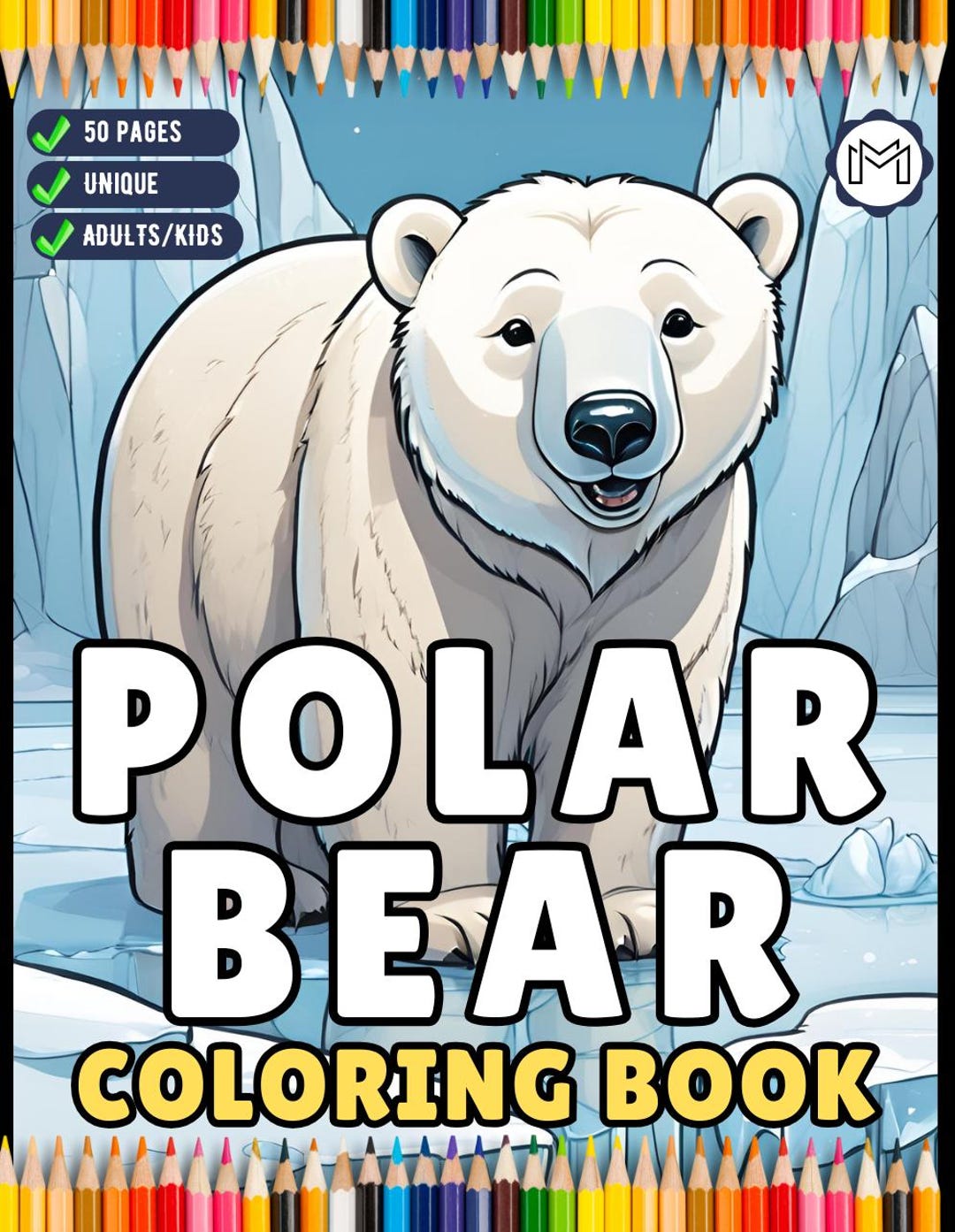 Cute Polar Bear Coloring Book Gift for Adults Kids Men Women Boys Girls ...