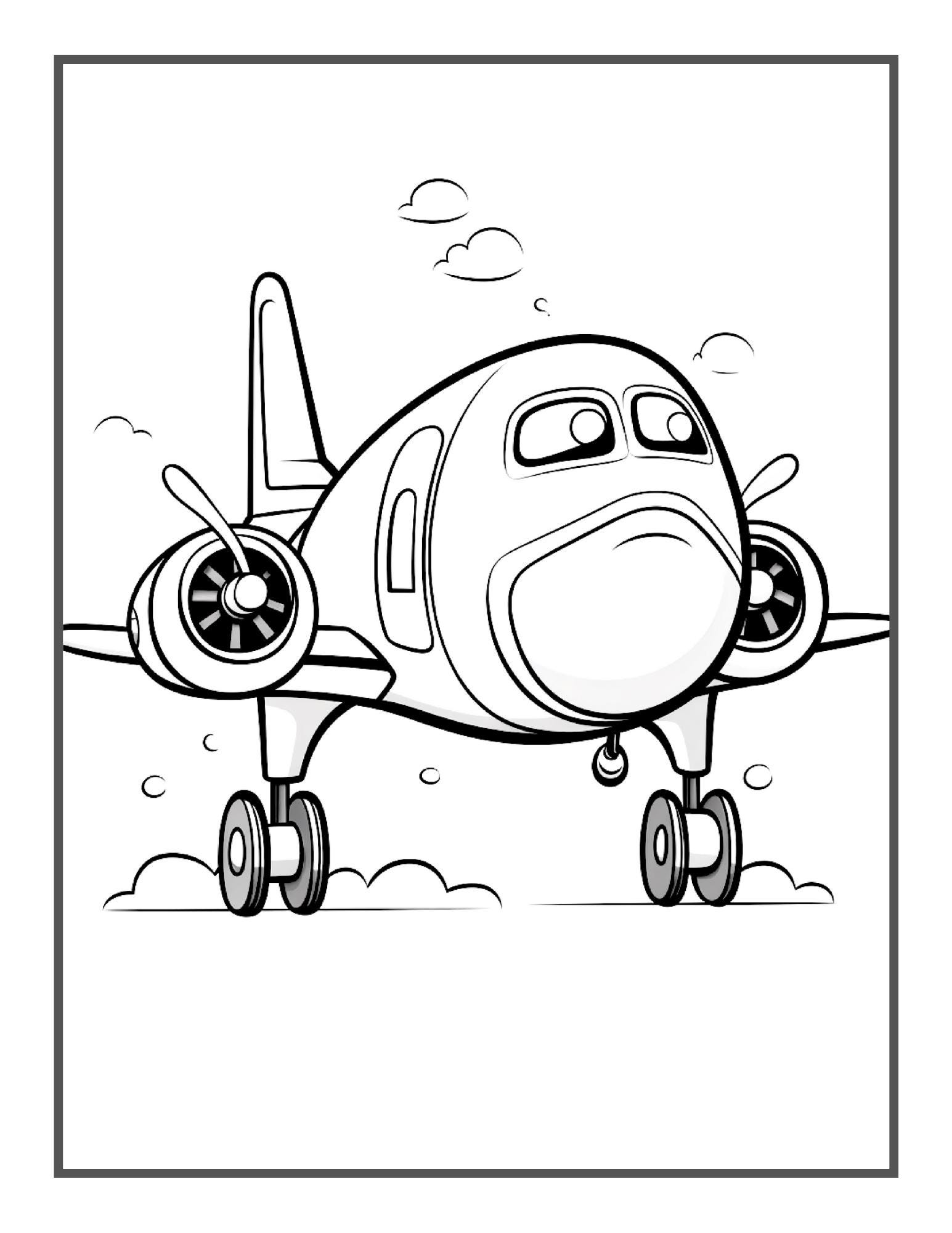 50 Pages Cute Airplane Coloring Book Gift for Kids Boys Girls Teens ...