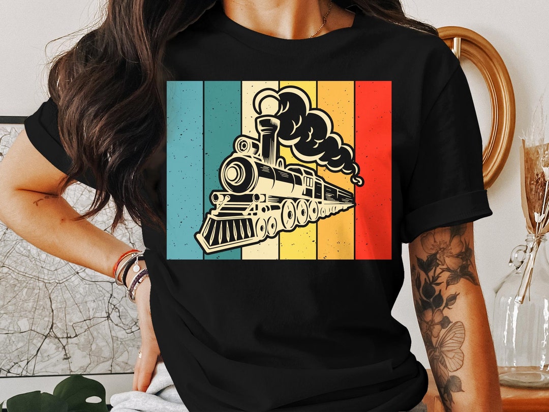 Retro Train Locomotive Tshirt for Men Women, Ladies & Youth Train Lover ...