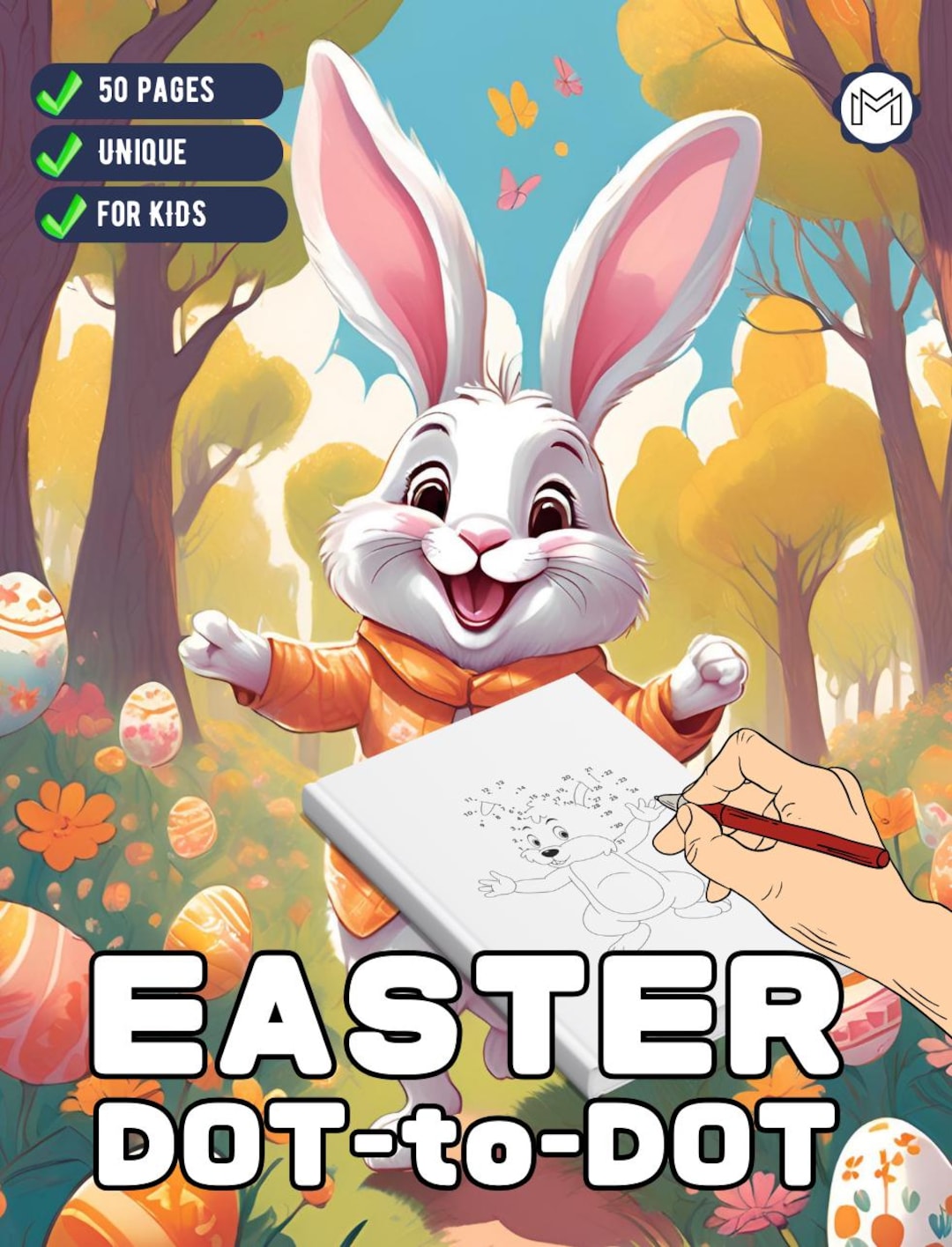 Easter Bunny Rabbit and Eggs Dot to Dot Activity Coloring Book Gift for ...