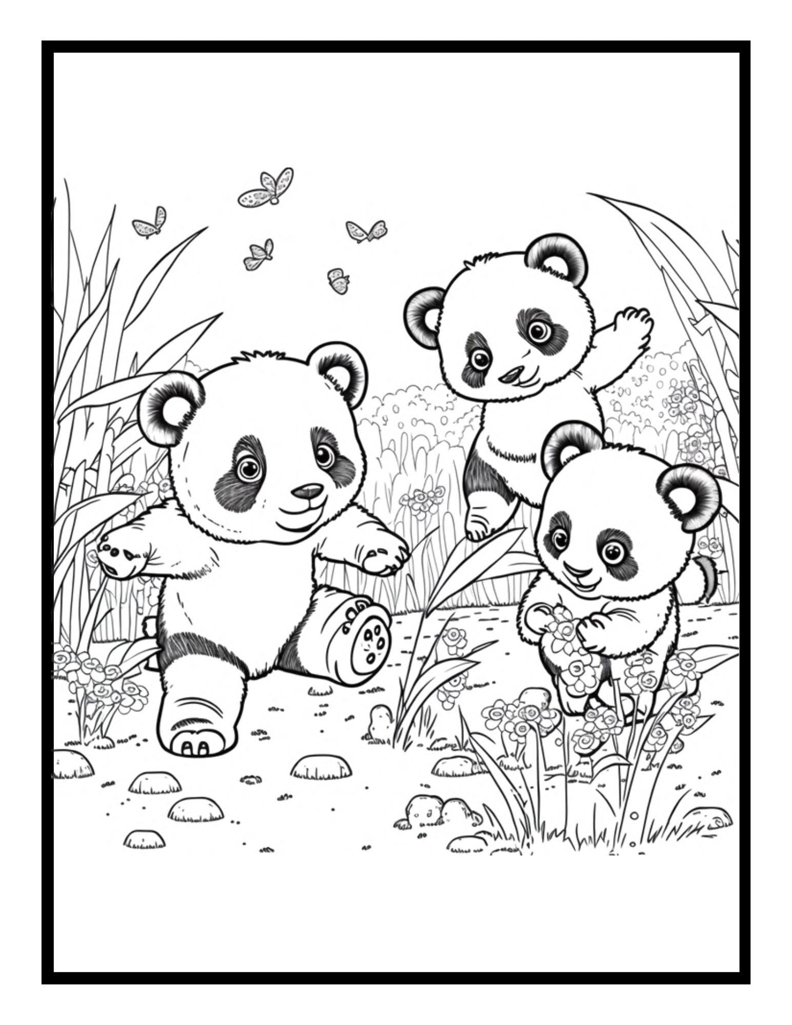 Cute Panda Coloring Book Jungle Animal Coloring Sheets for Kids Teens ...