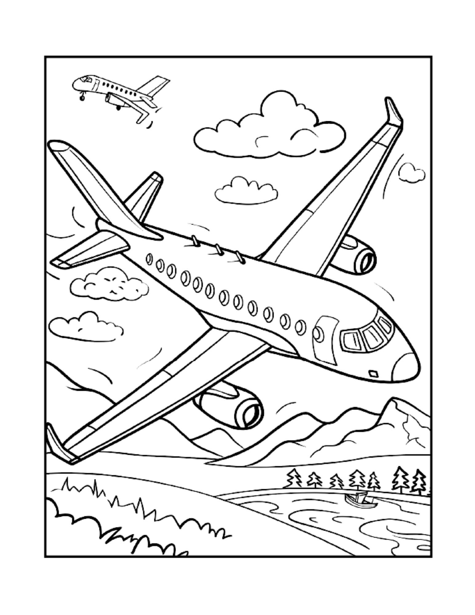 50 Pages Cute Airplane Coloring Book Gift for Kids Boys Girls Teens ...