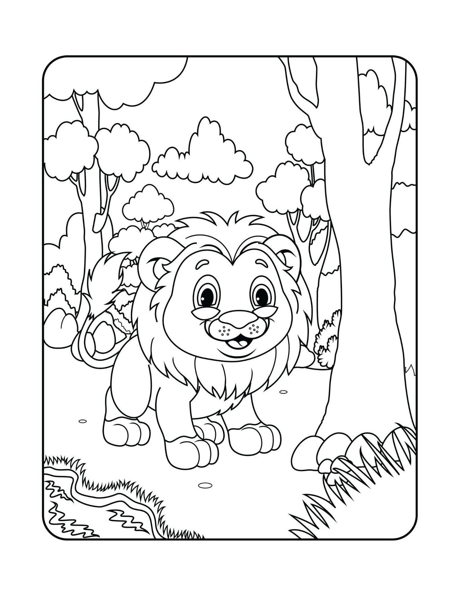 Happy Wild Animals Coloring Book for Kids Adults Zoo Animal Coloring ...