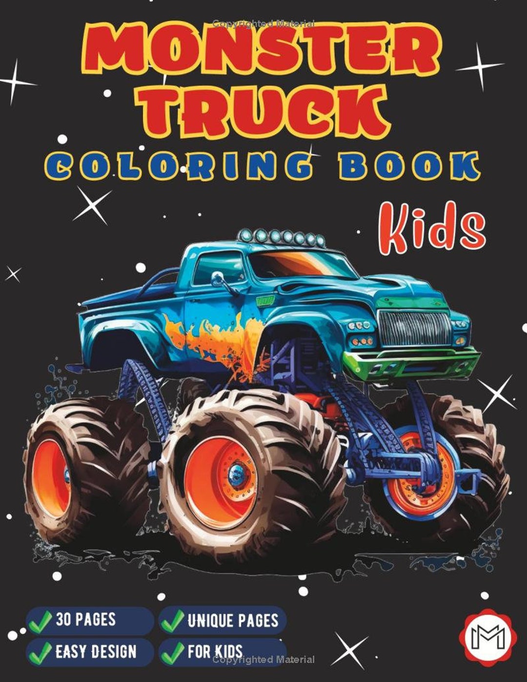 Monster Truck Coloring Book 30 Pages Truck Coloring Book for Kids Giant ...