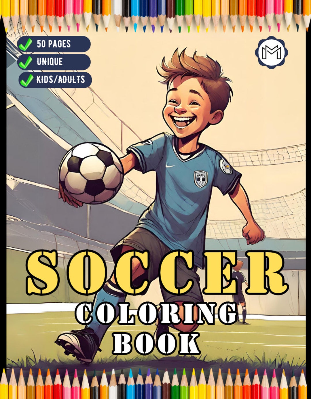Soccer Player Coloring Activity Book Gift for Adults Kids Boys Girls 50 ...