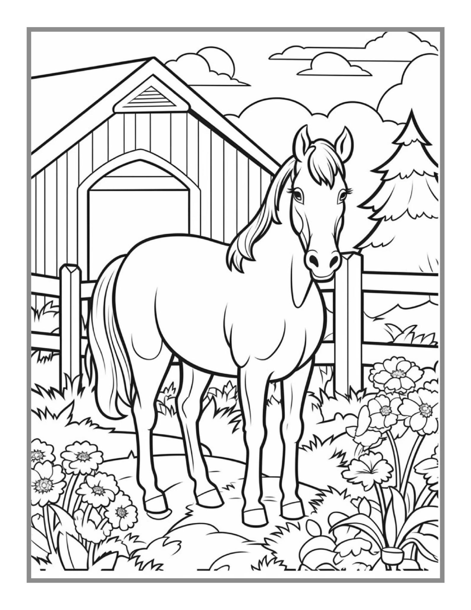 50 Pages Horse Coloring Book Gift for Adults Kids Men Women Kids Boys ...