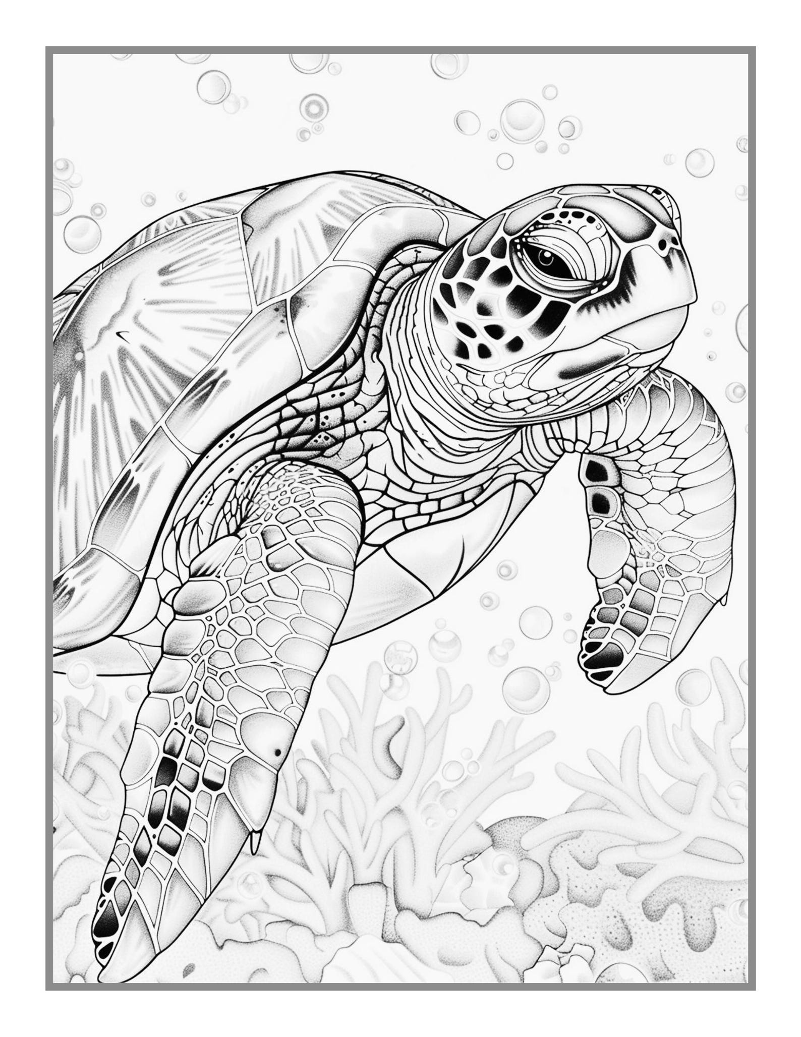 50 Pages Cute Sea Turtle Coloring Book Gift for Adults Kids Men Women ...