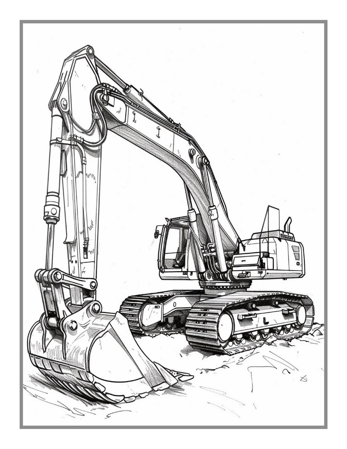 50 Pages Construction Vehicle Coloring Book Gift for Men Women Adults ...