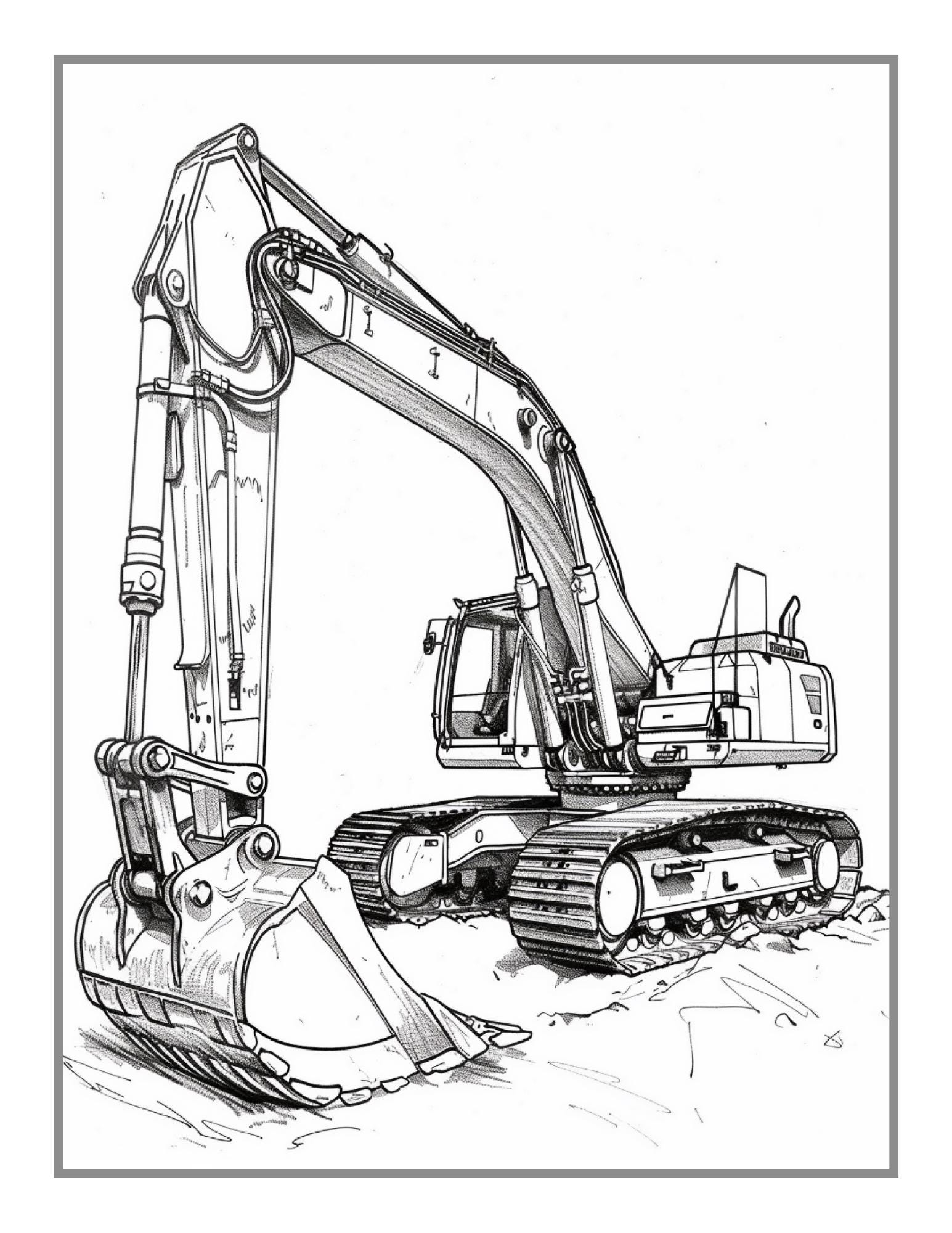 50 Pages Construction Vehicle Coloring Book Gift for Men Women Adults ...