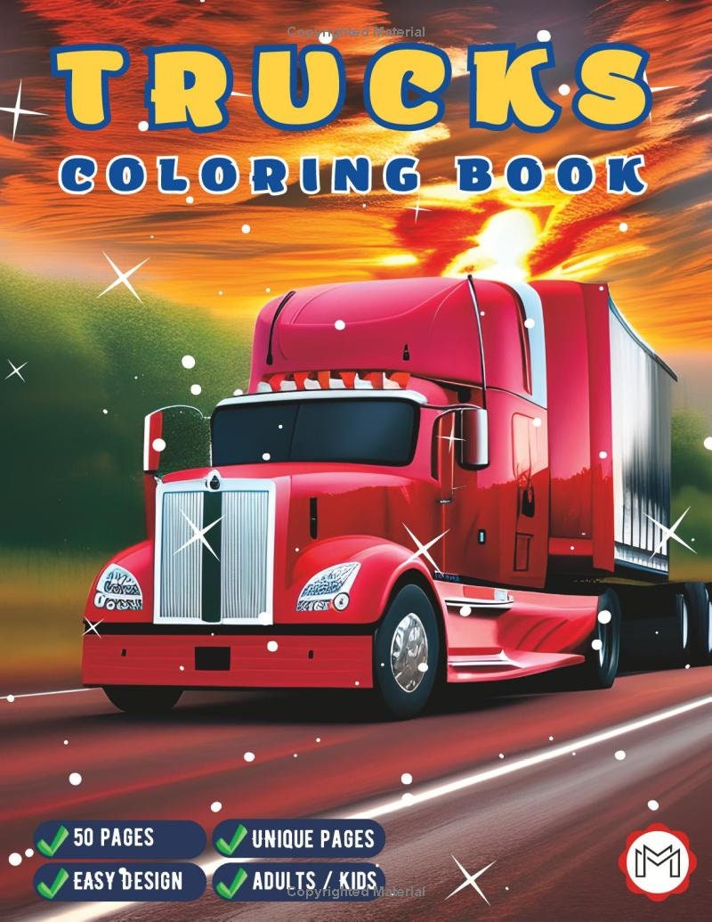 Truck Coloring Book for Adults Truck Coloring Pages Vehicle Coloring ...