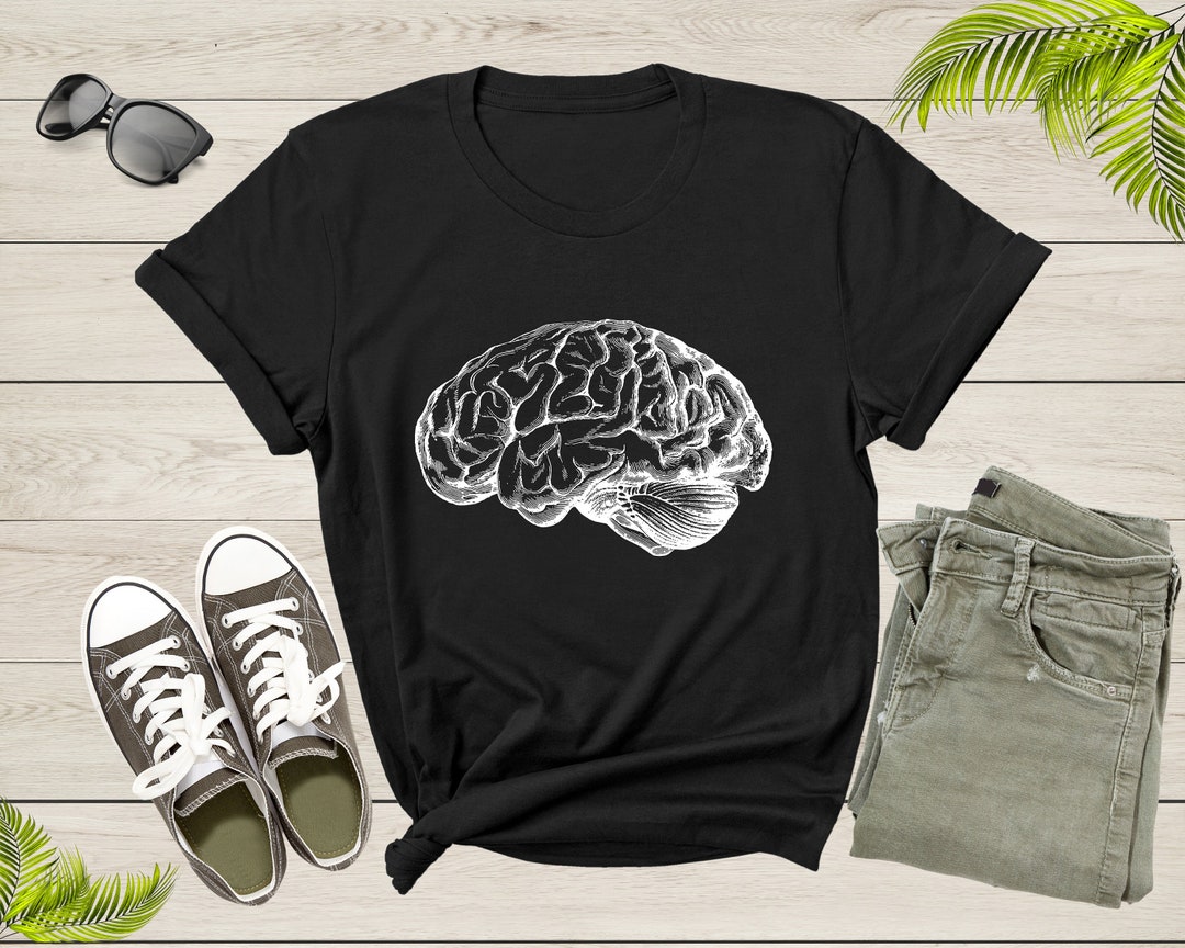 Human Brain Hand Drawn Cerebral Cortex Brainpower Men Women T-shirt ...