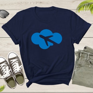Flying Plane Airplane Aircraft Airliner Jet Blue Cloud T-shirt Plane ...
