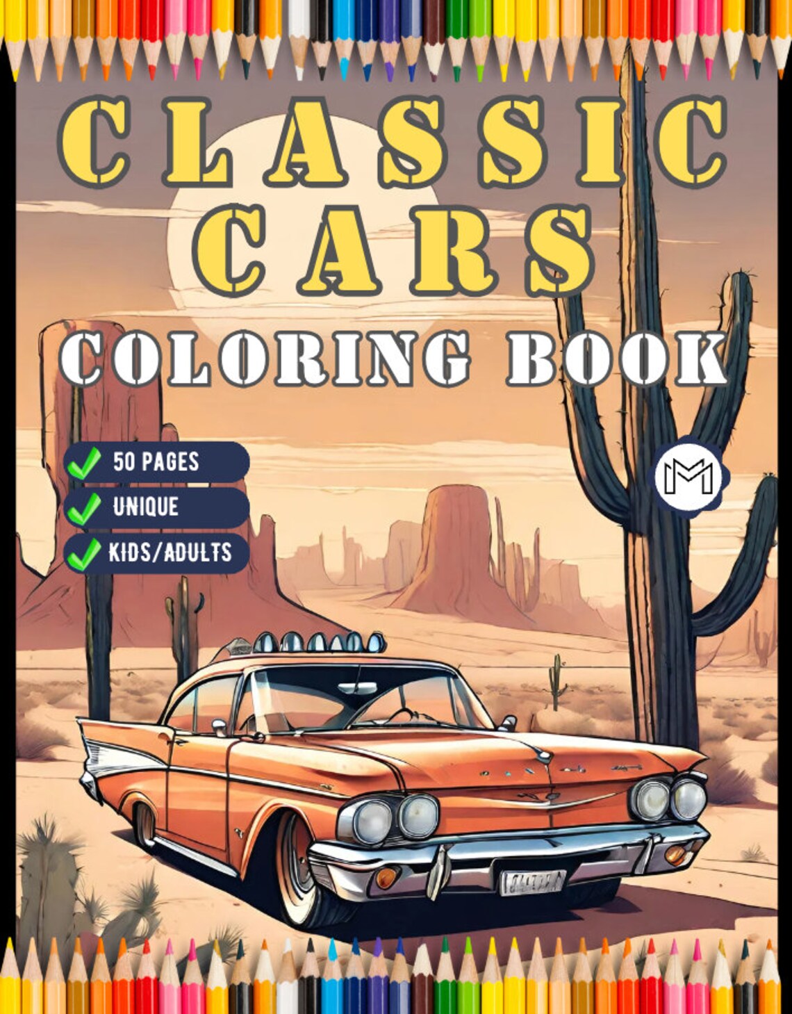 Old Vintage Classic Car Coloring Book for Adults and Kids 50 Pages ...