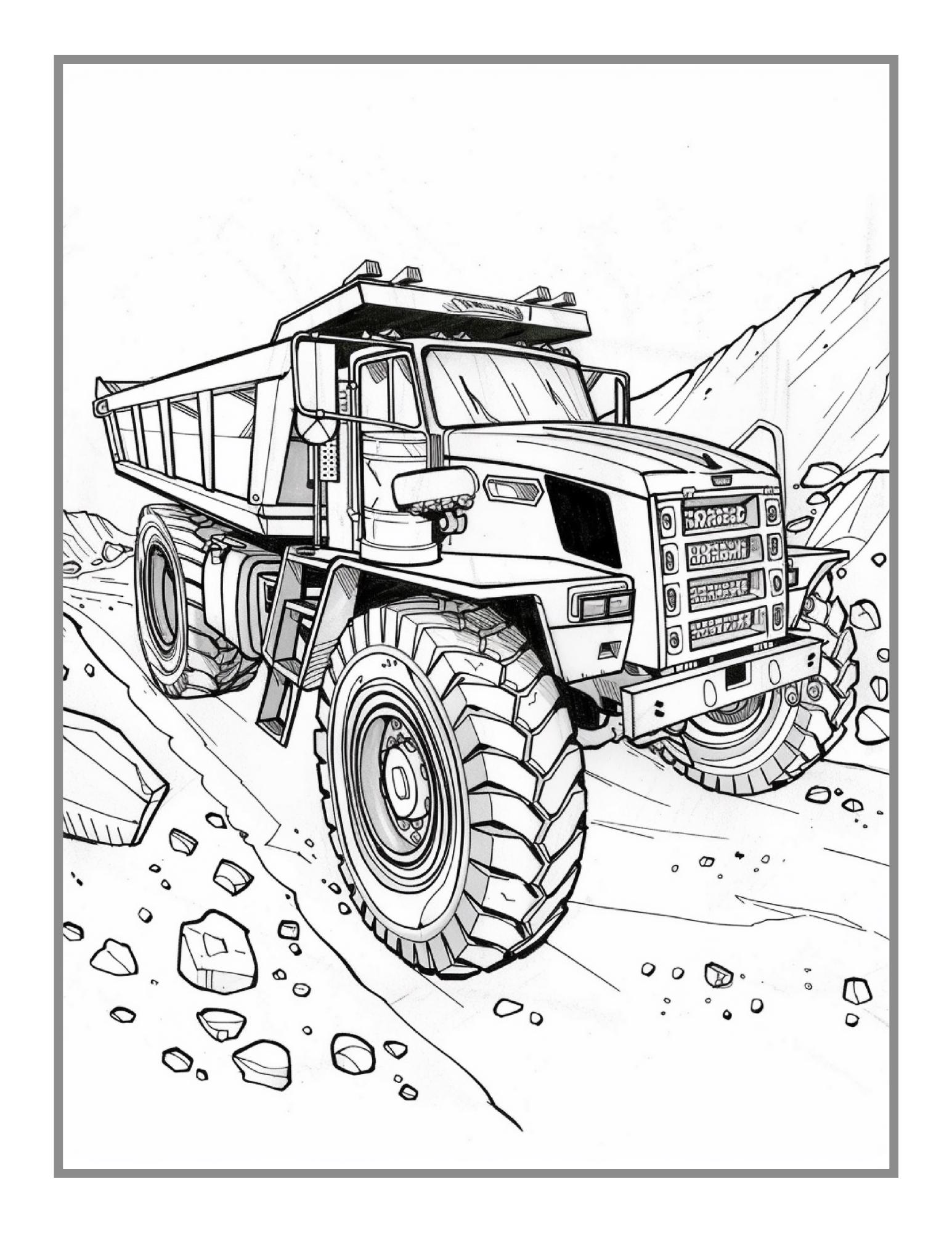 50 Pages Construction Vehicle Coloring Book Gift for Men Women Adults ...
