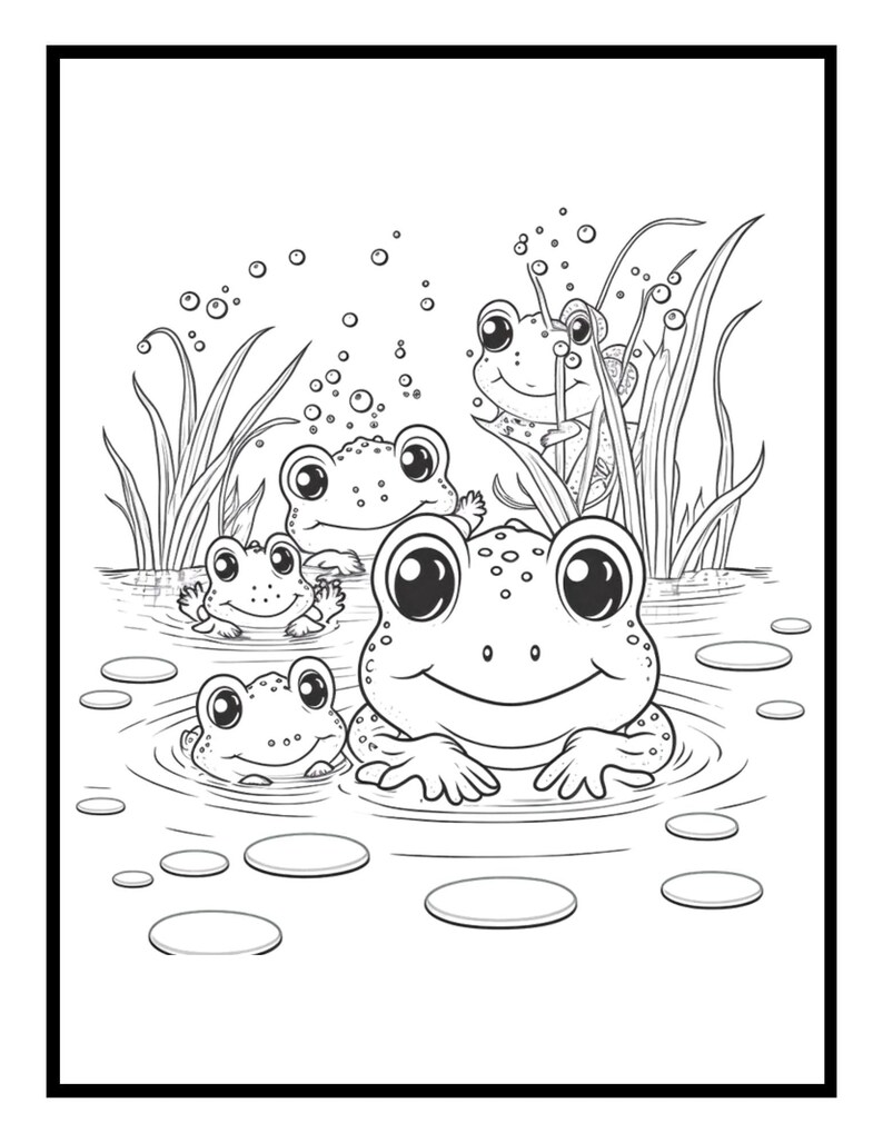 Cute Toad Coloring Book Frog Coloring Book for Adult and Kids Animal ...