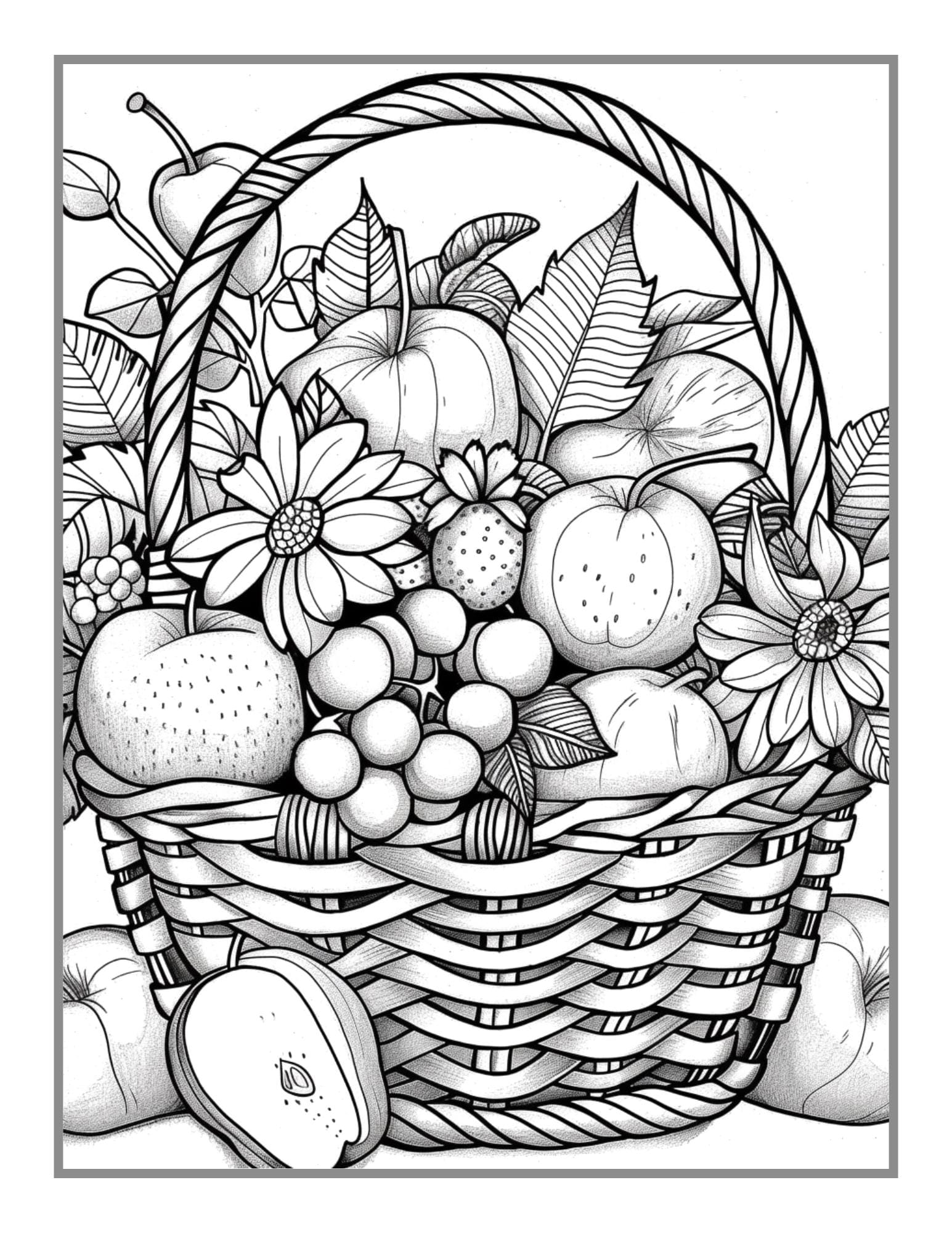 50 Pages Fruit Vegetable Coloring Book for Adults Kids Men Women Kids ...