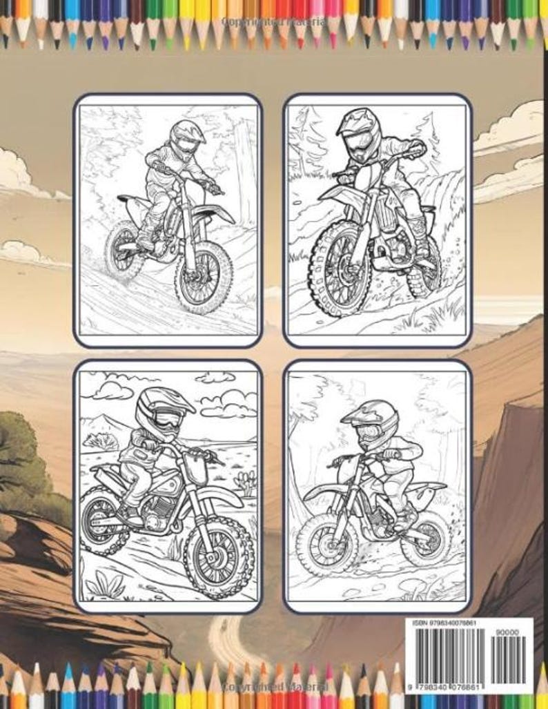 50 Pages Dirt Bike Motorcycle Coloring Book Gift for Adults Men Women ...