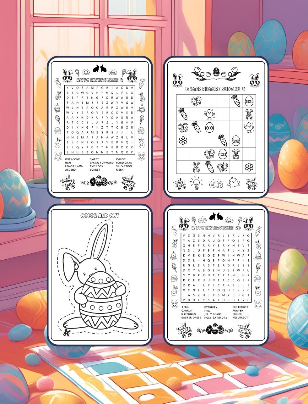 50 Pages Happy Easter Bunny Rabbit Activity Book Gift for Kids ...