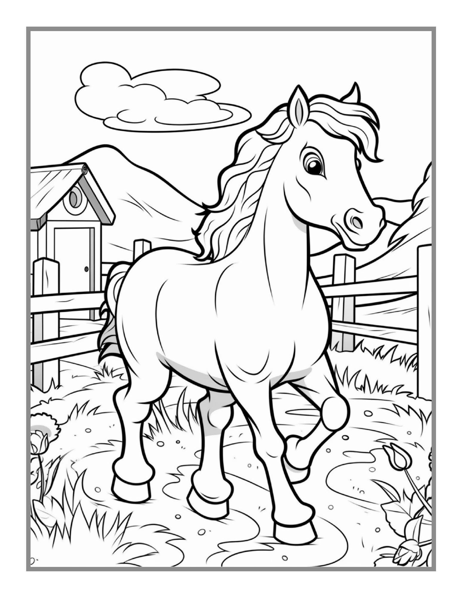 50 Pages Horse Coloring Book Gift for Adults Kids Men Women Kids Boys ...