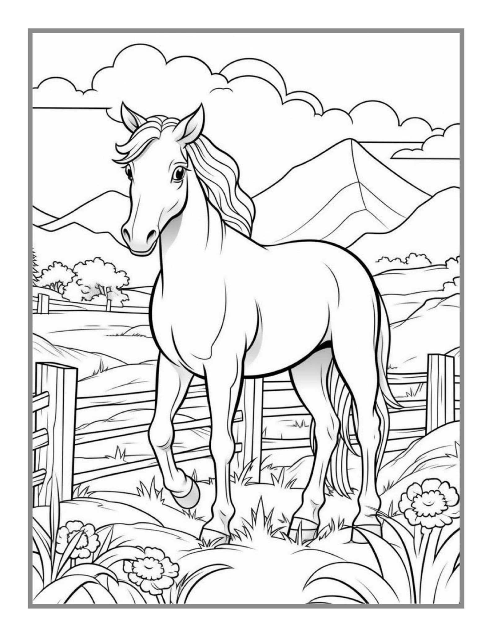 50 Pages Horse Coloring Book Gift for Adults Kids Men Women Kids Boys ...