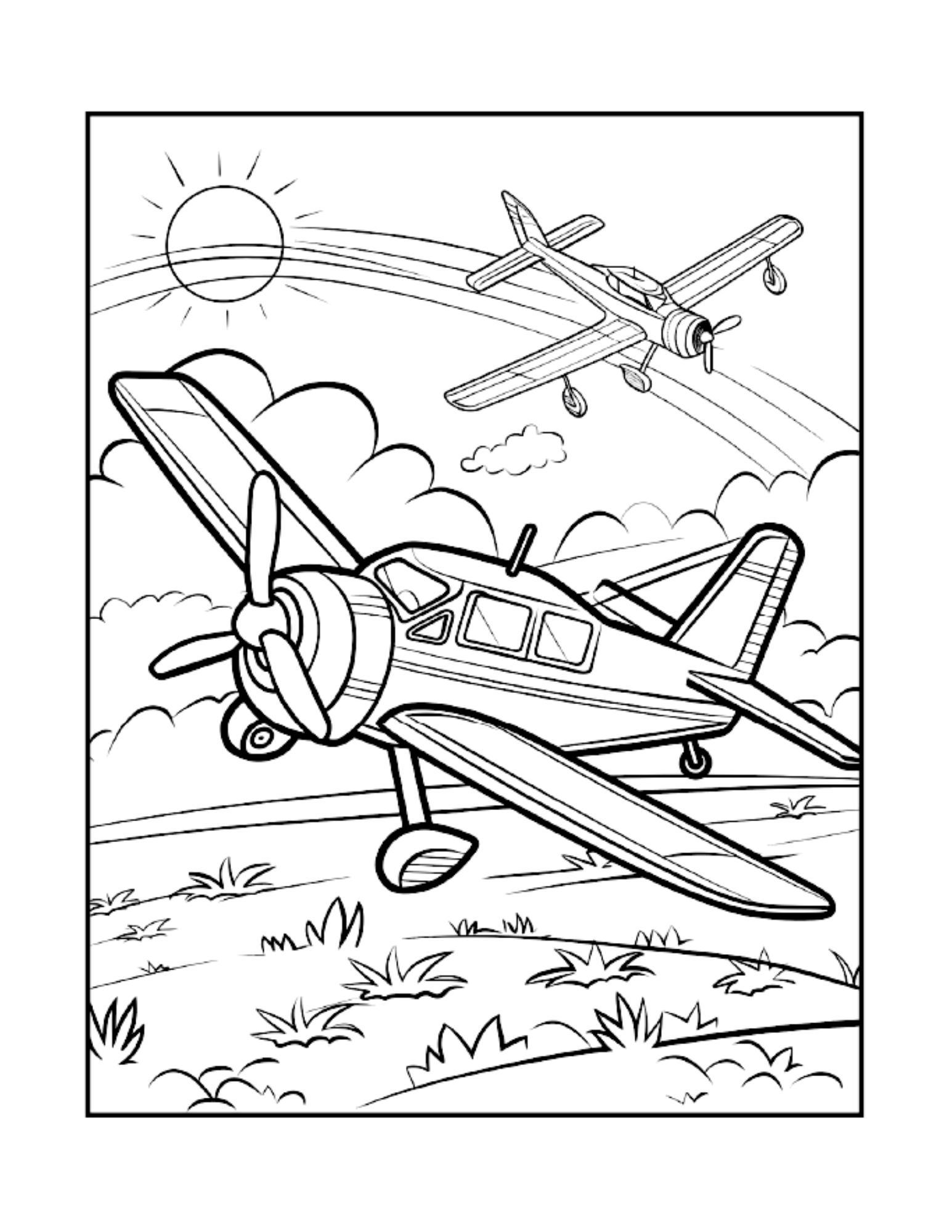 50 Pages Cute Airplane Coloring Book Gift for Kids Boys Girls Teens ...
