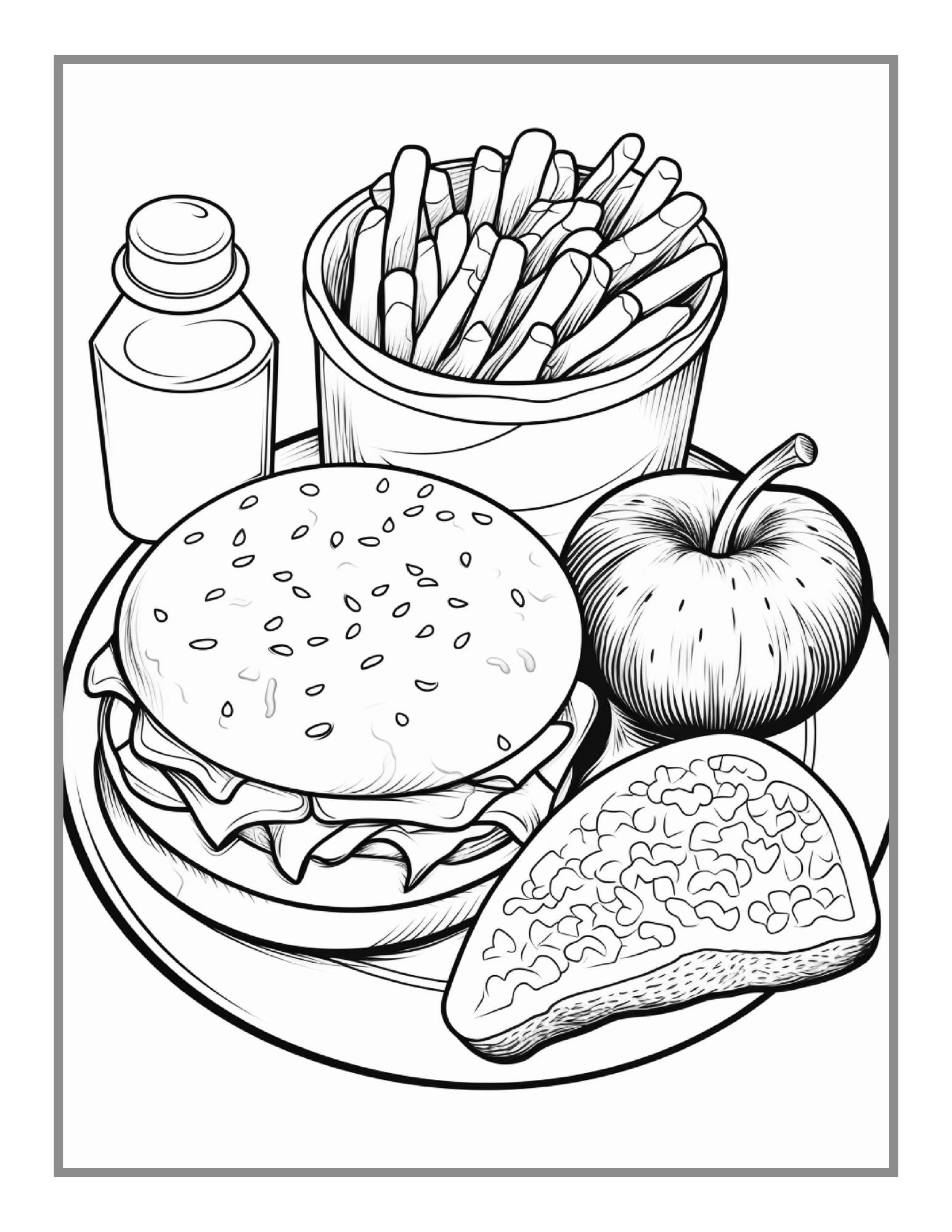 50 Pages Bold and Easy Food Coloring Book Gift for Adults Kids Men ...