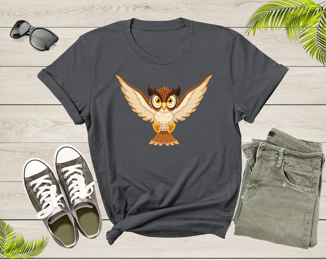 Cute Cool Flying Owl Bird of Night Hooter Owlet Owleez Bird T-shirt Owl ...