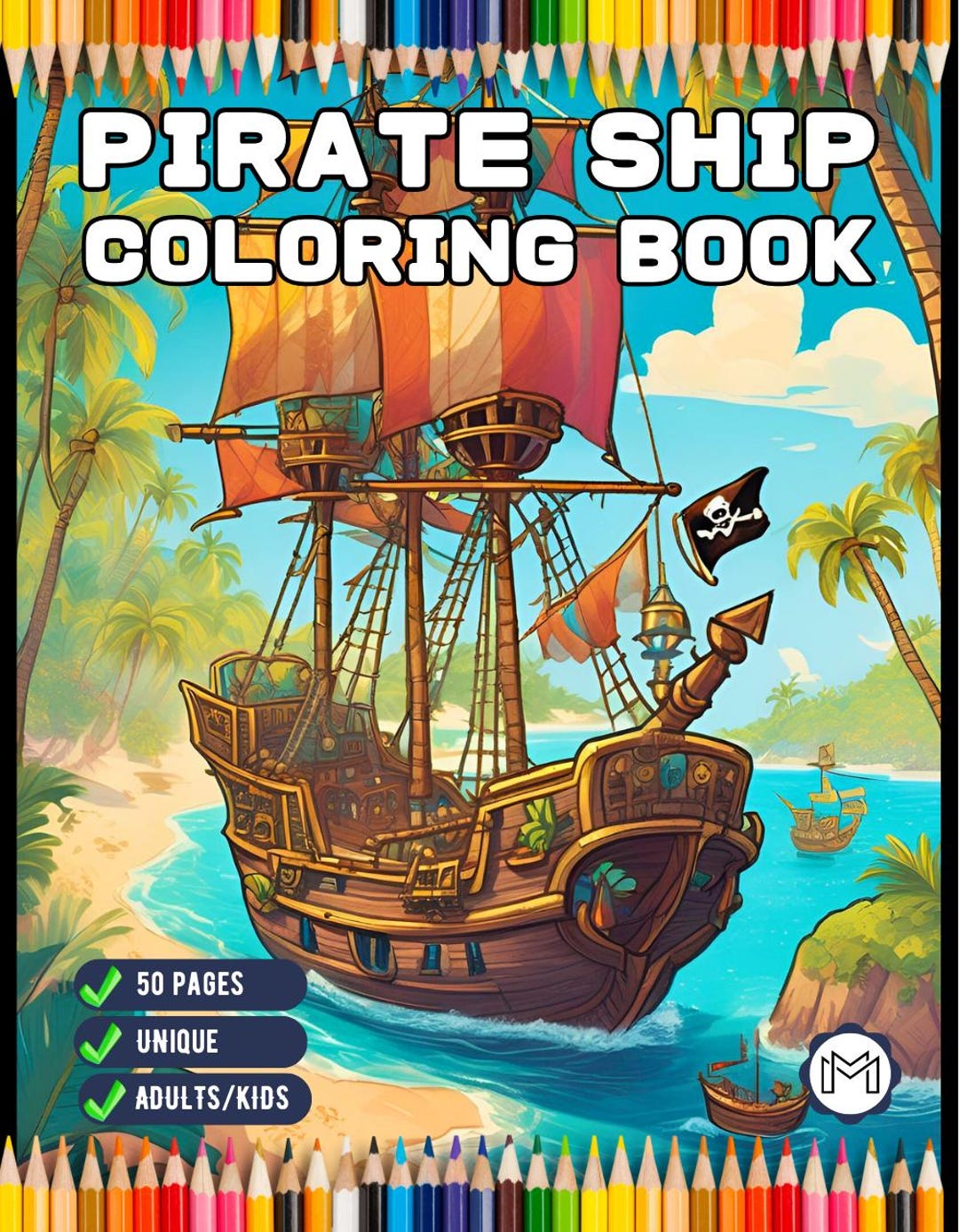 Pirate Ship Boat Coloring Book Gift for Adults Kids Men Women Boys ...