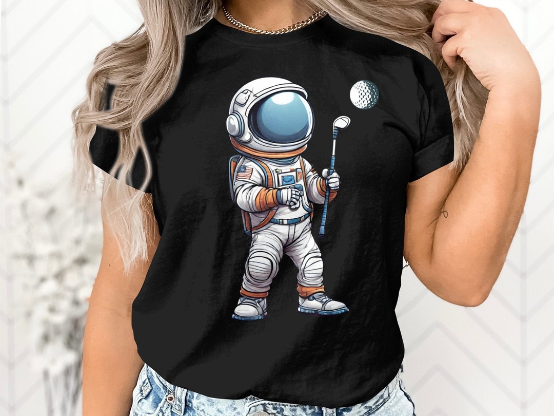 Funny Golf Player Astronaut Spaceman Space Game Day Gift T-shirt ...