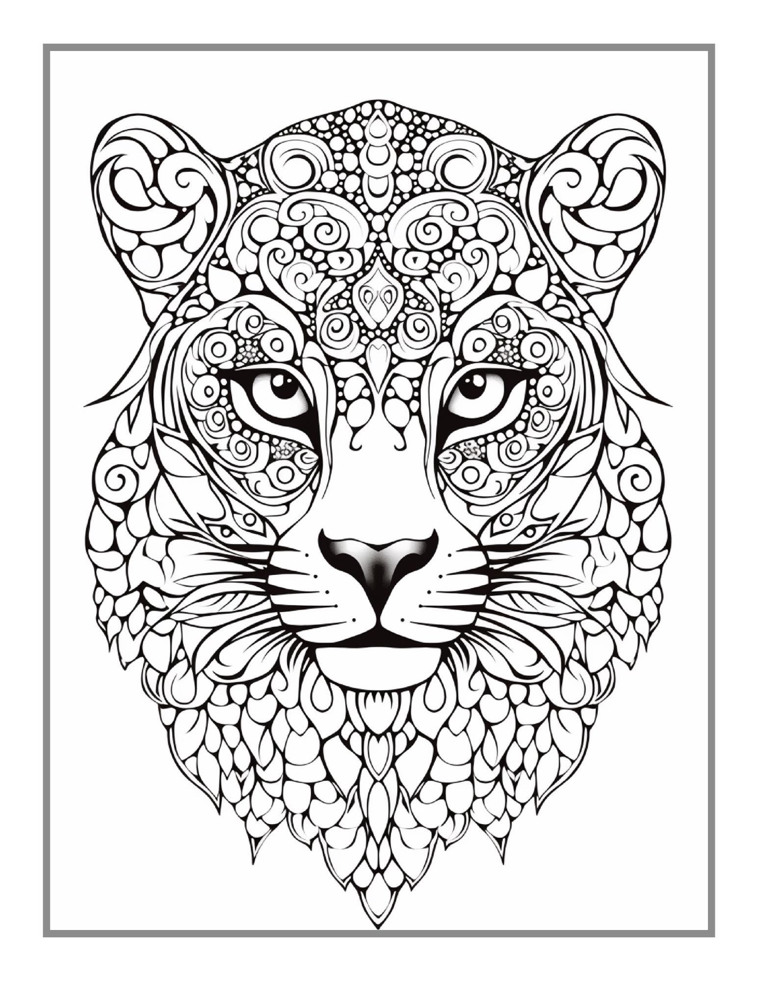 50 Pages Bold and Easy Leopard Animal Mandala Coloring Book Gift for ...
