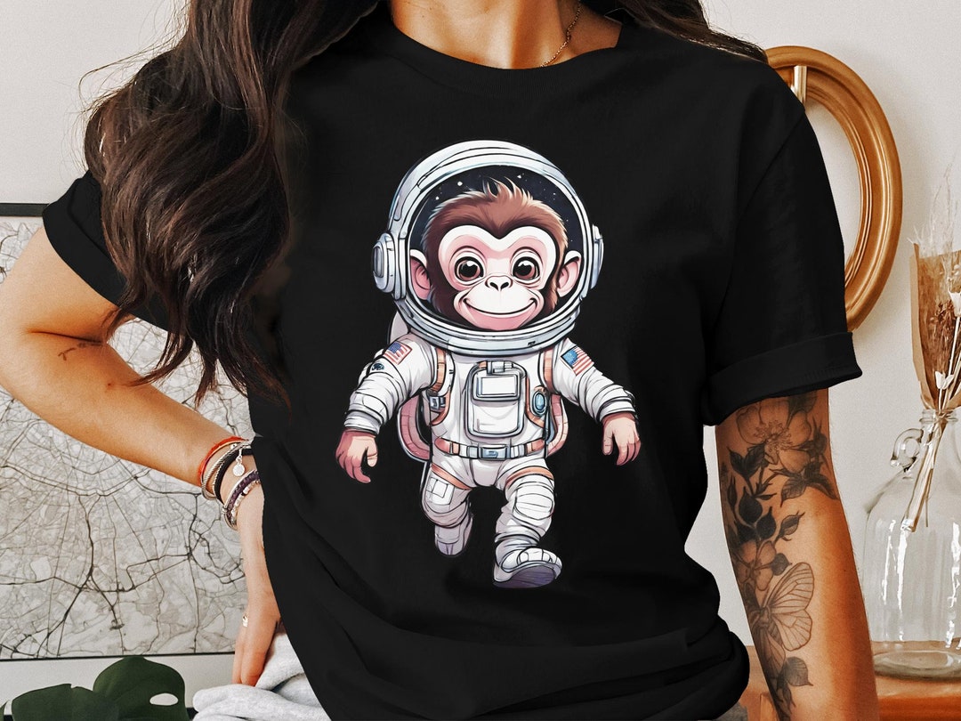 Funny Astronaut Monkey Cosmonaut Space Galaxy Lover Gift T-shirt ...
