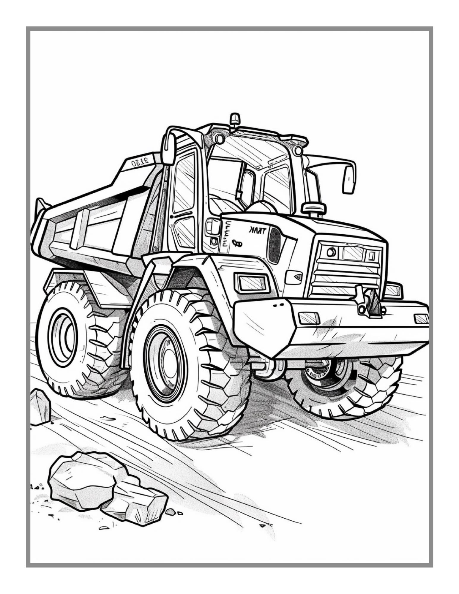 50 Pages Construction Vehicle Coloring Book Gift for Men Women Adults ...
