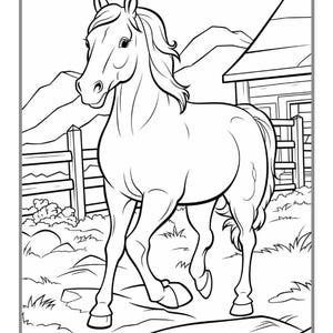 50 Pages Horse Coloring Book Gift for Adults Kids Men Women Kids Boys ...