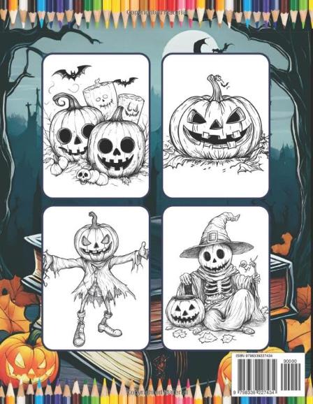 50 Pages Ghost Halloween Coloring Book for Kids and Adults Coloring ...