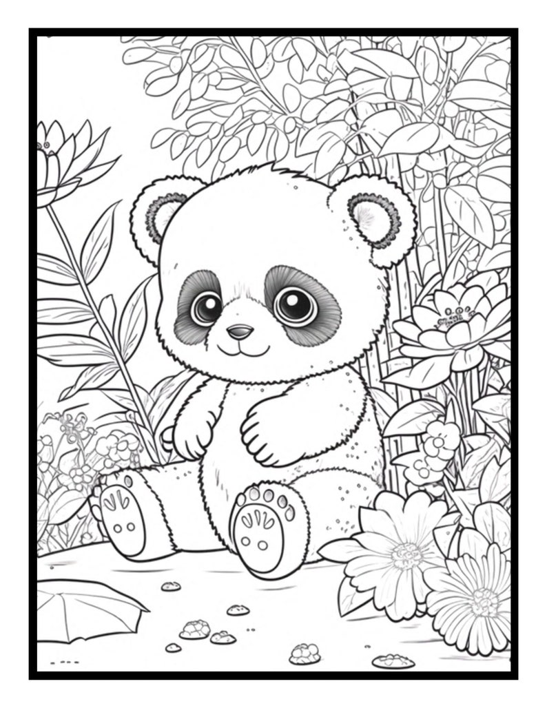 Cute Panda Coloring Book Jungle Animal Coloring Sheets for Kids Teens ...