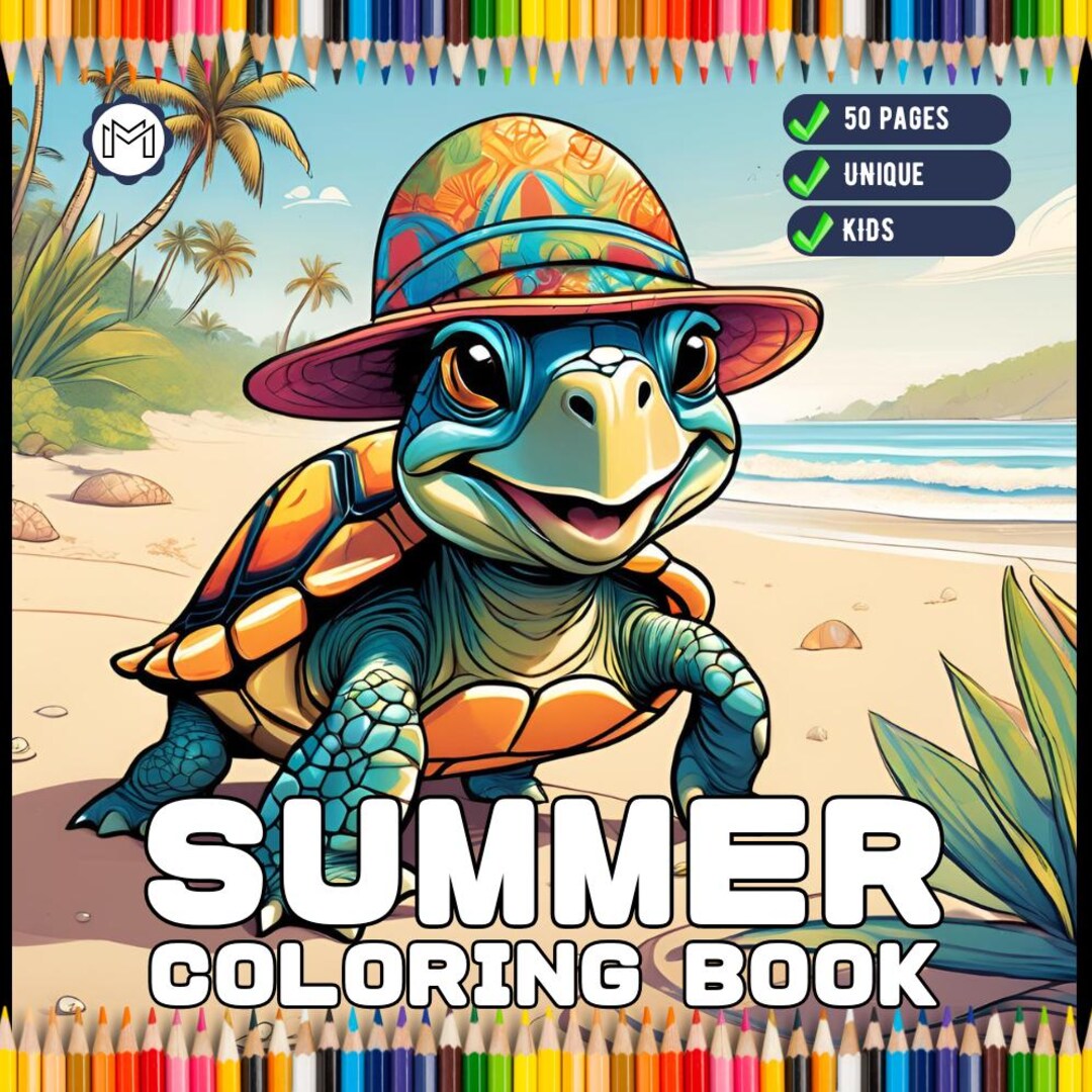 50 Pages Kawaii Summer Coloring Book Gift for Kids Boys Girls Teens ...