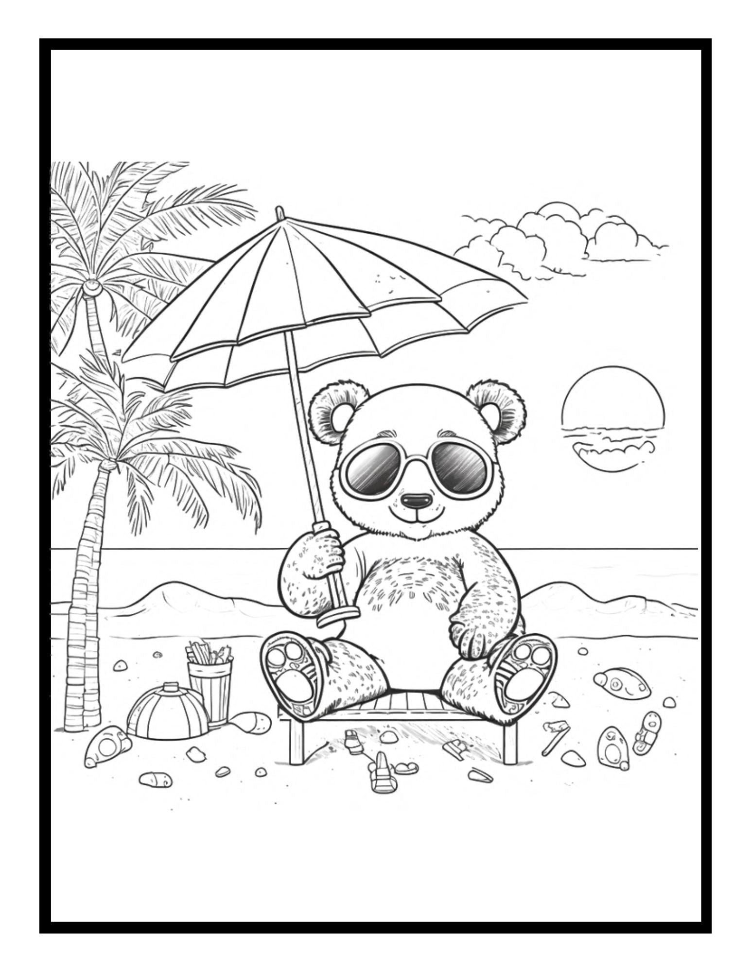 Cute Panda Coloring Book Jungle Animal Coloring Sheets for Kids Teens ...