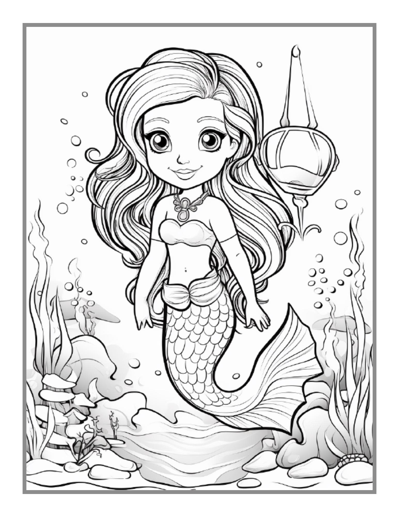 50 Pages Cute Easy Mermaid Coloring Book Gift for Kids Boys Girls Teens ...