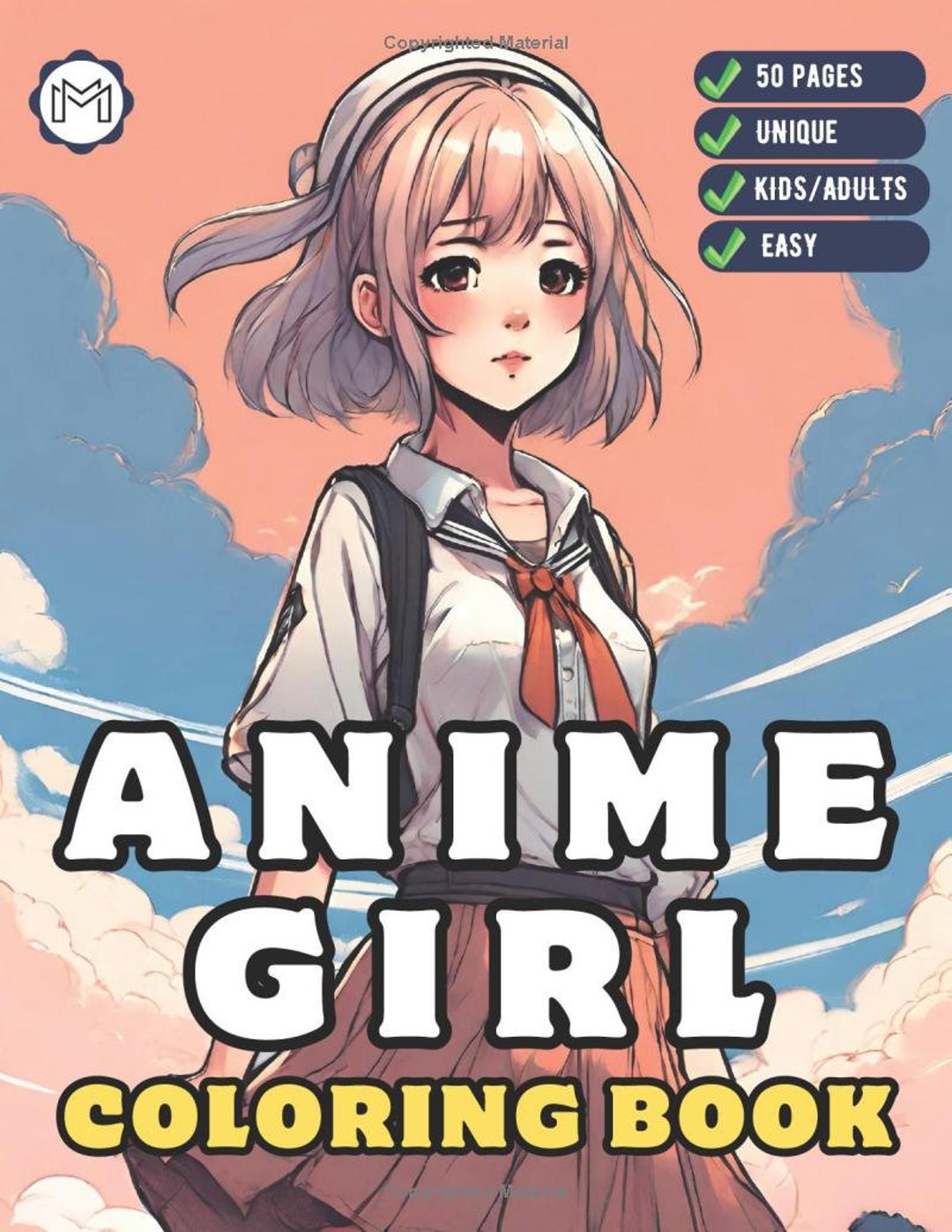 Anime Girl Coloring Book for Adults Kids Girls Boys Gift Anime Girl ...