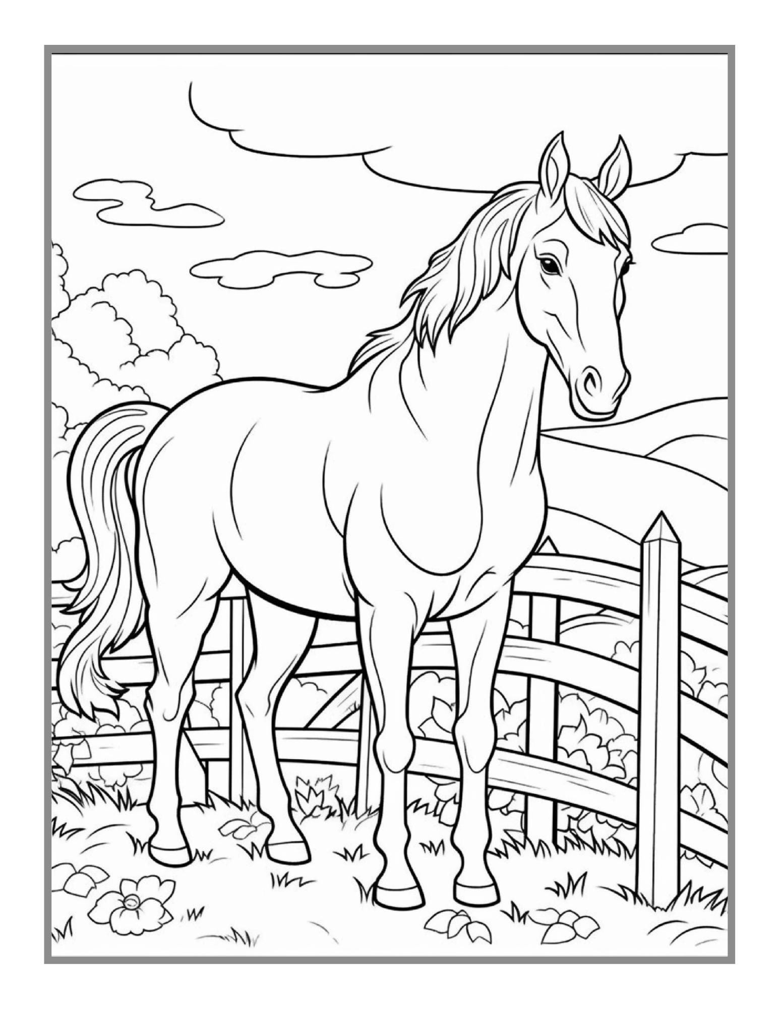 50 Pages Horse Coloring Book Gift for Adults Kids Men Women Kids Boys ...