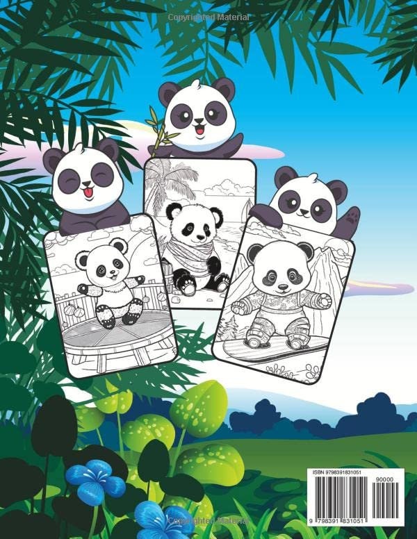 Cute Panda Coloring Book Jungle Animal Coloring Sheets for Kids Teens ...