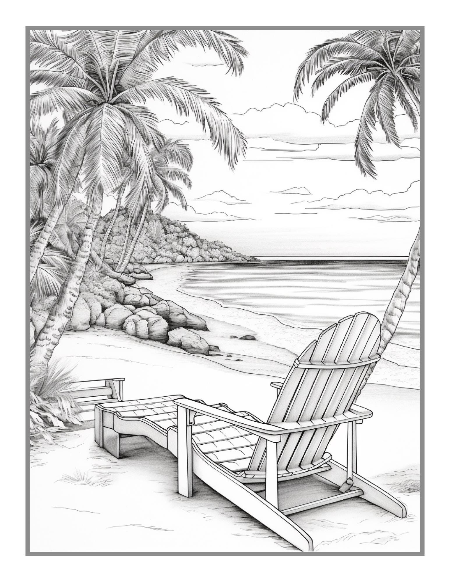 50 Pages Tropical Beach Homes Coloring Book Birthday Holiday Gift for ...