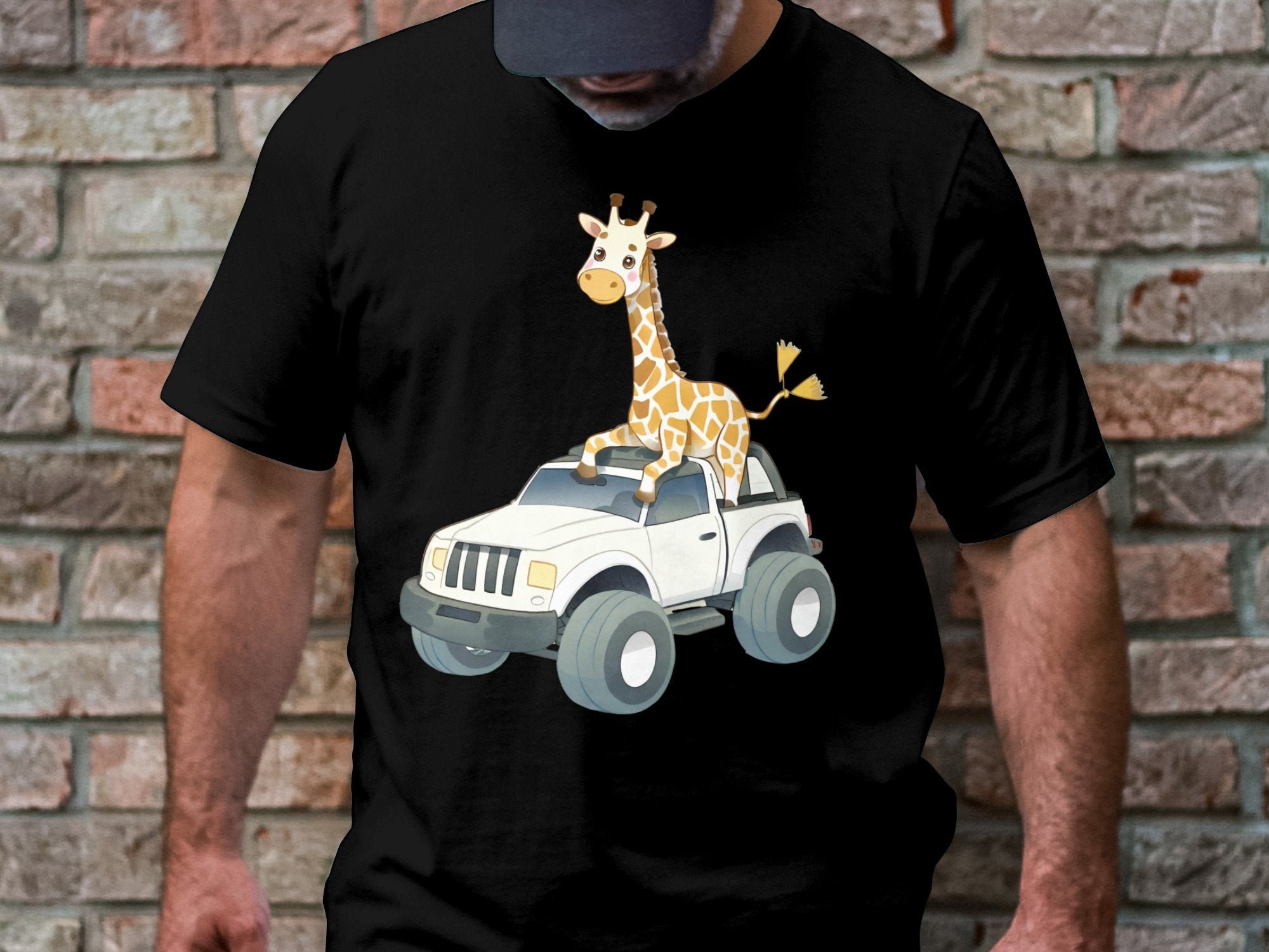 Funny Cute Giraffe Driving Car Safari Gift Men Women Kids T-shirt ...