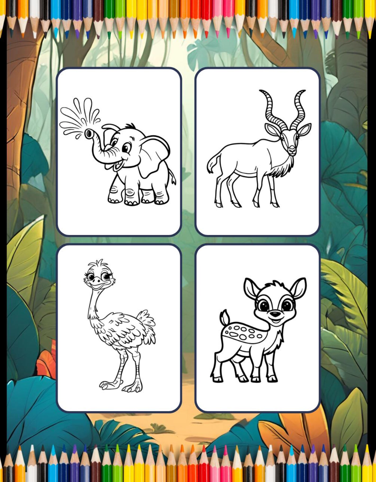 50 Pages Bold and Easy Zoo Animal Coloring Book Gift for Adults Kids ...